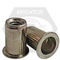 8-32 (.020-.080) Steel Large Flange Knurled Body Rivet Nut Zinc Yellow ...